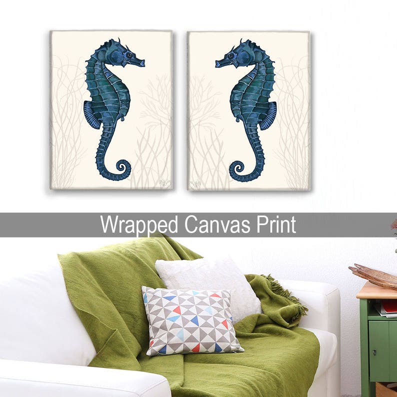 Nautical Bathroom wall art Set of 4 blue nautical art prints | Etsy