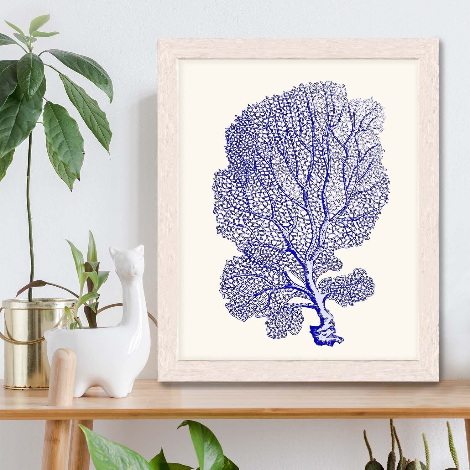 Coral Print Sea Fan Blue coral art Nautical print Beach | Etsy