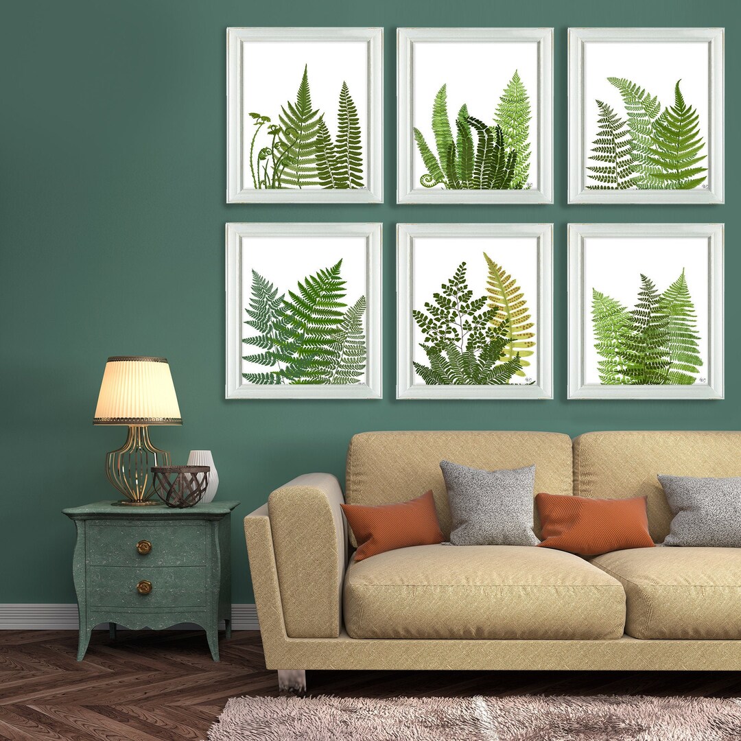Fern Leaf Prints X6 Botanical Wall Art Green Leaf Art Tropical Leaf ...