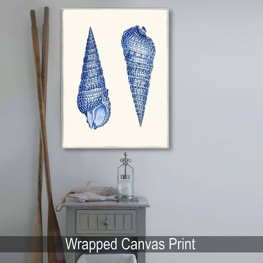 Shell Wall Art - Blue Shell Duo 1 - Seashell Art Print Sea Shell Print ...