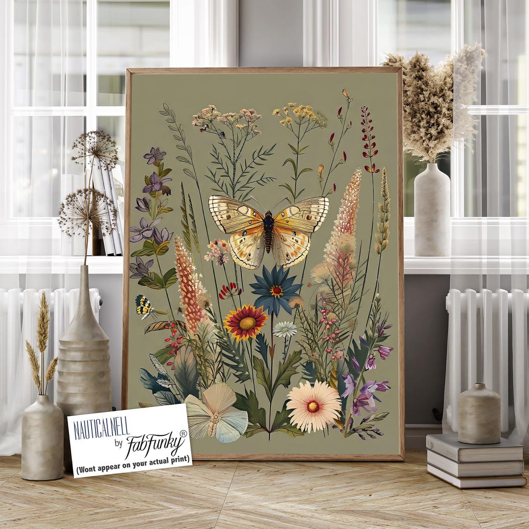 Butterfly Wall Art Print, William Morris Style Butterflies Poster, Cute ...