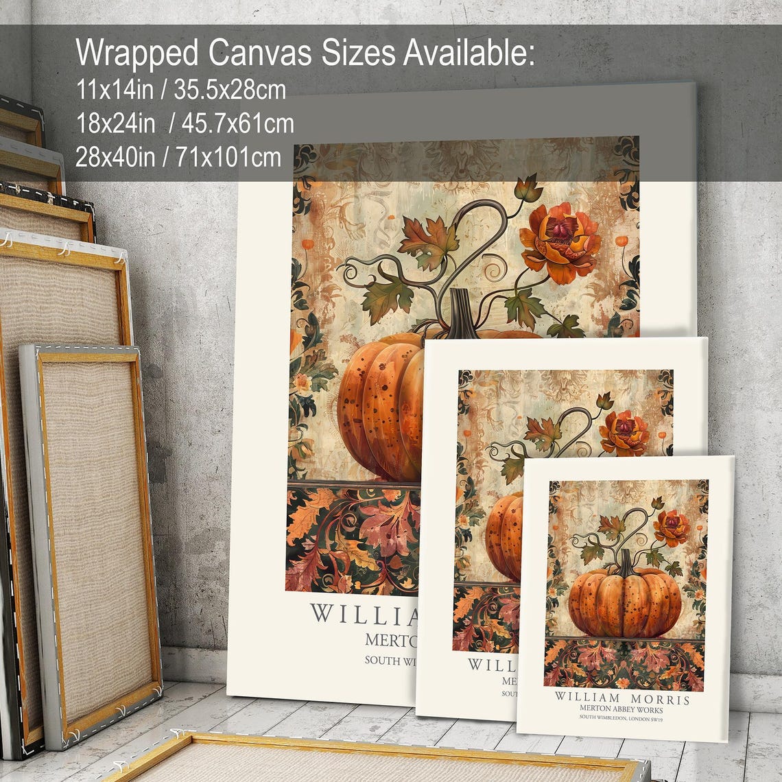 William Morris Style Pumpkin Print, Autumn Fall Decor Poster, Large ...