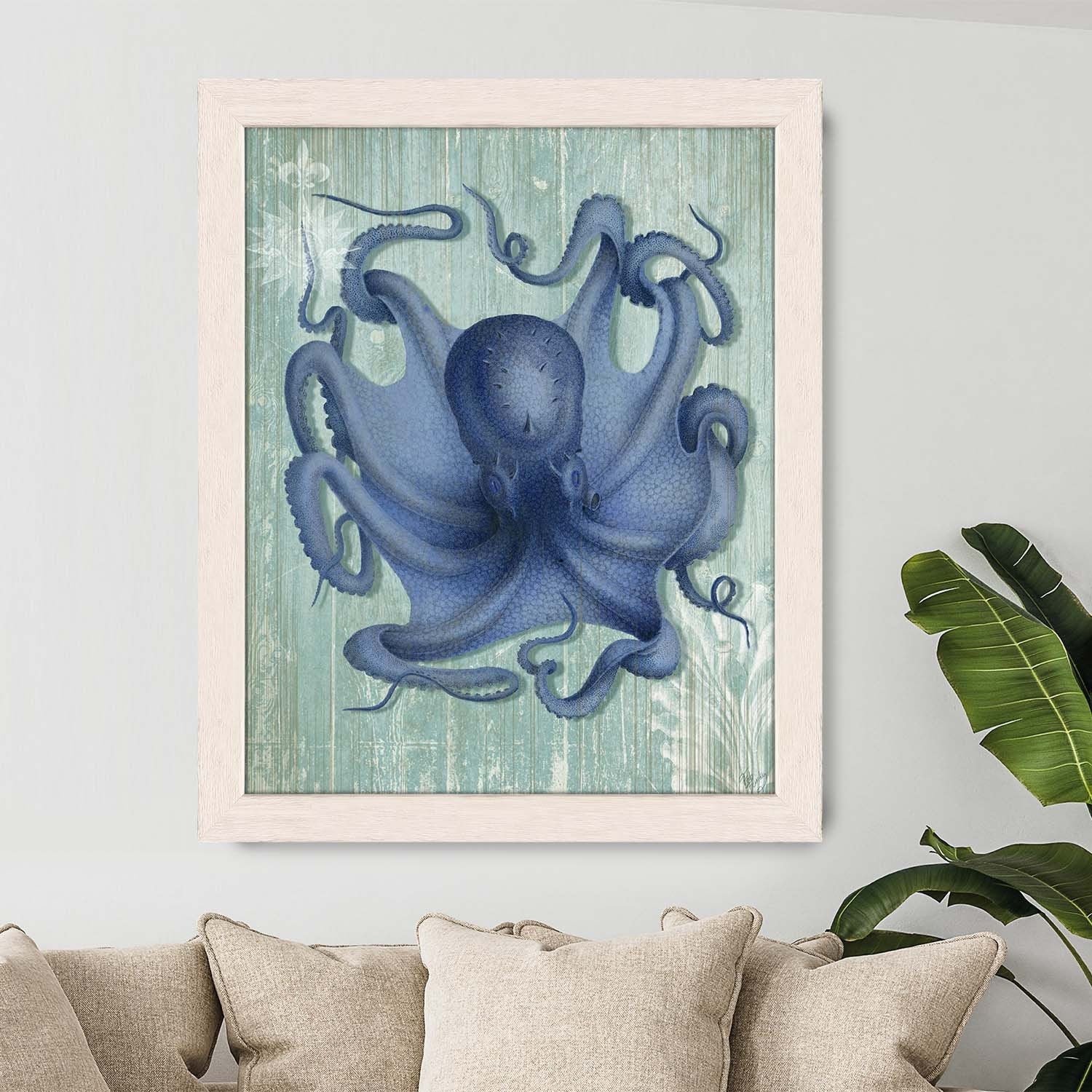 Octopus 5 Blue Octopus Poster octopus decor kitchen decor | Etsy