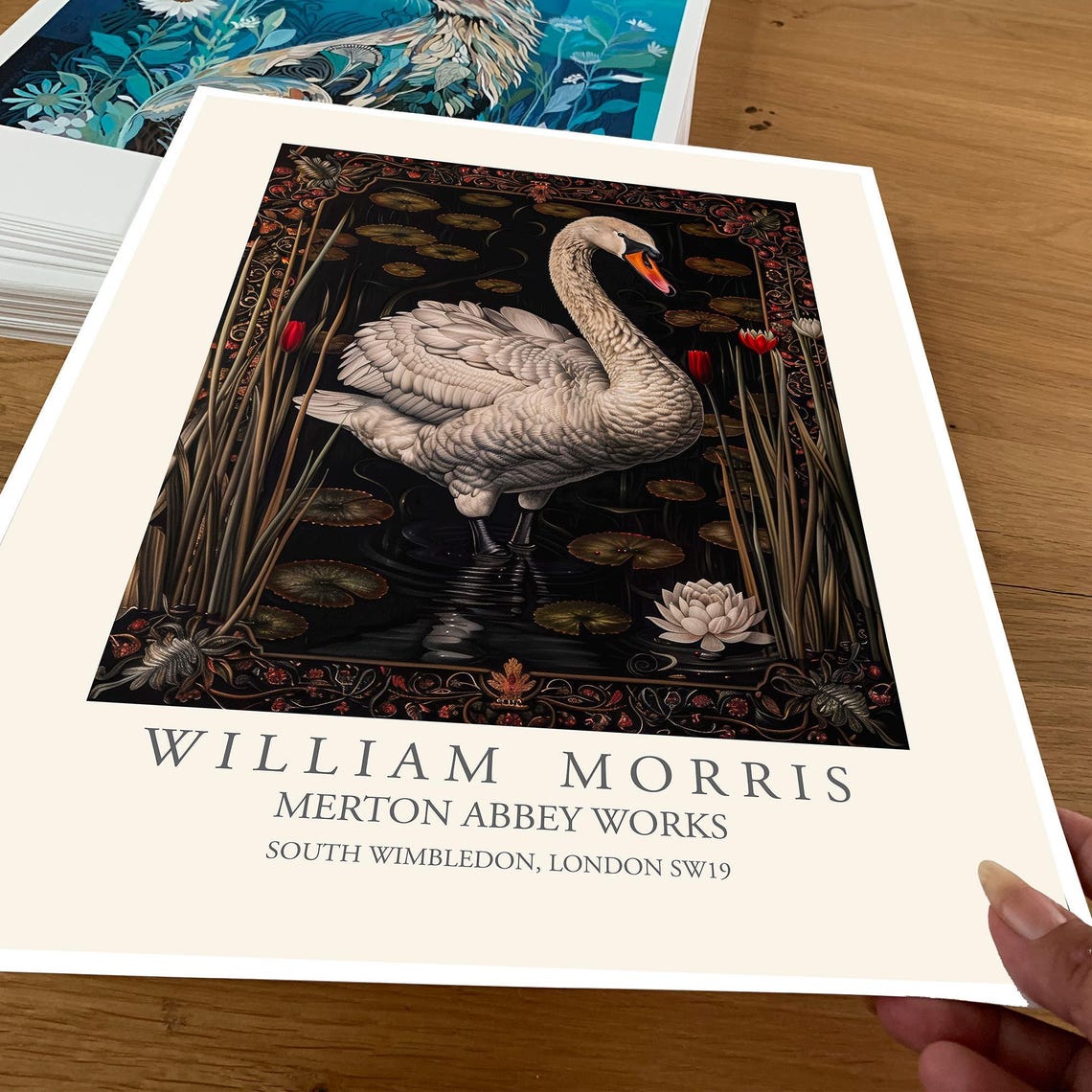 William Morris Style Bird Print, William Morris Swan Poster, Large ...