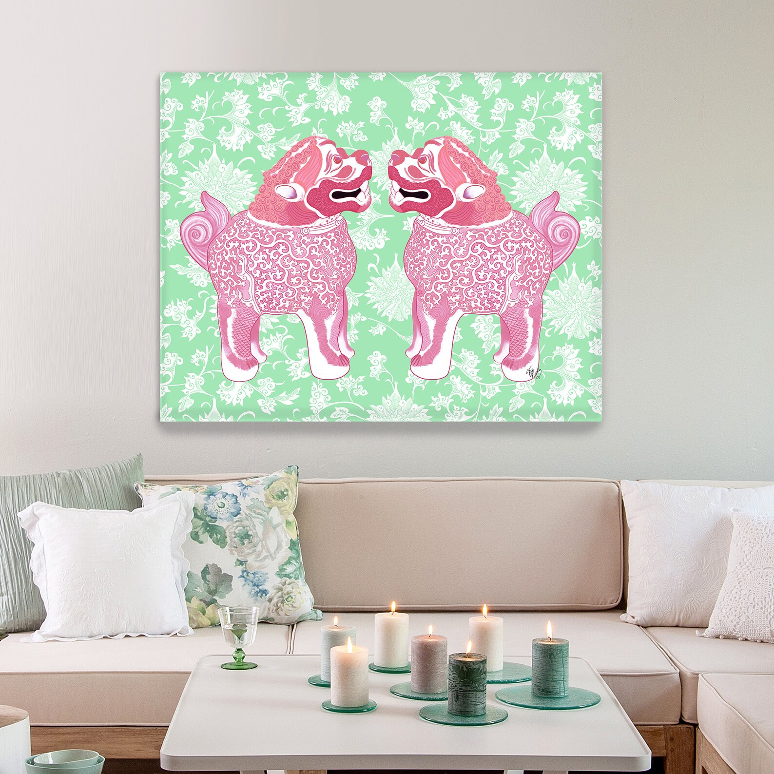 Foo Dog Print Chinoiserie Decor Chinese Lion Dogs Oriental - Etsy