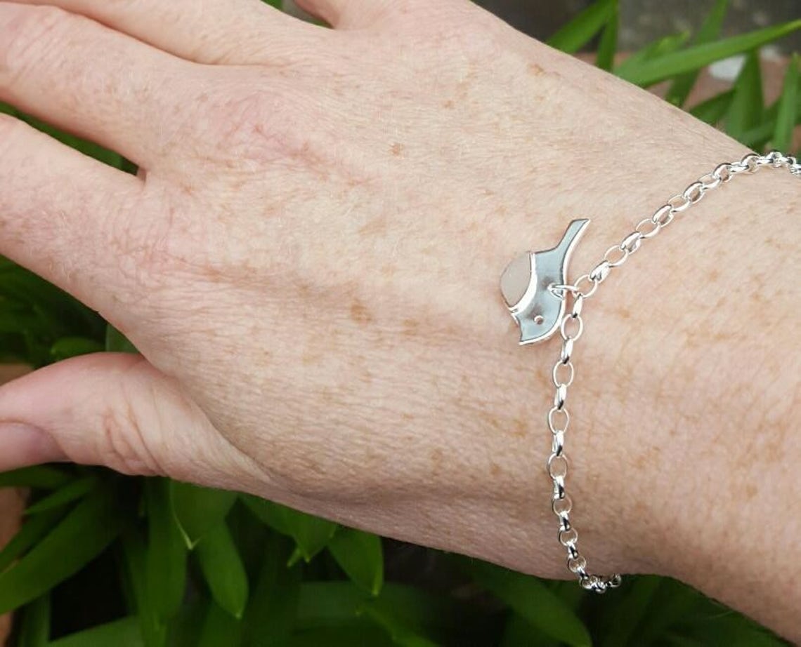 Handcrafted Sterling Silver 925 and Copper Robin Bracelet - Gift for ...