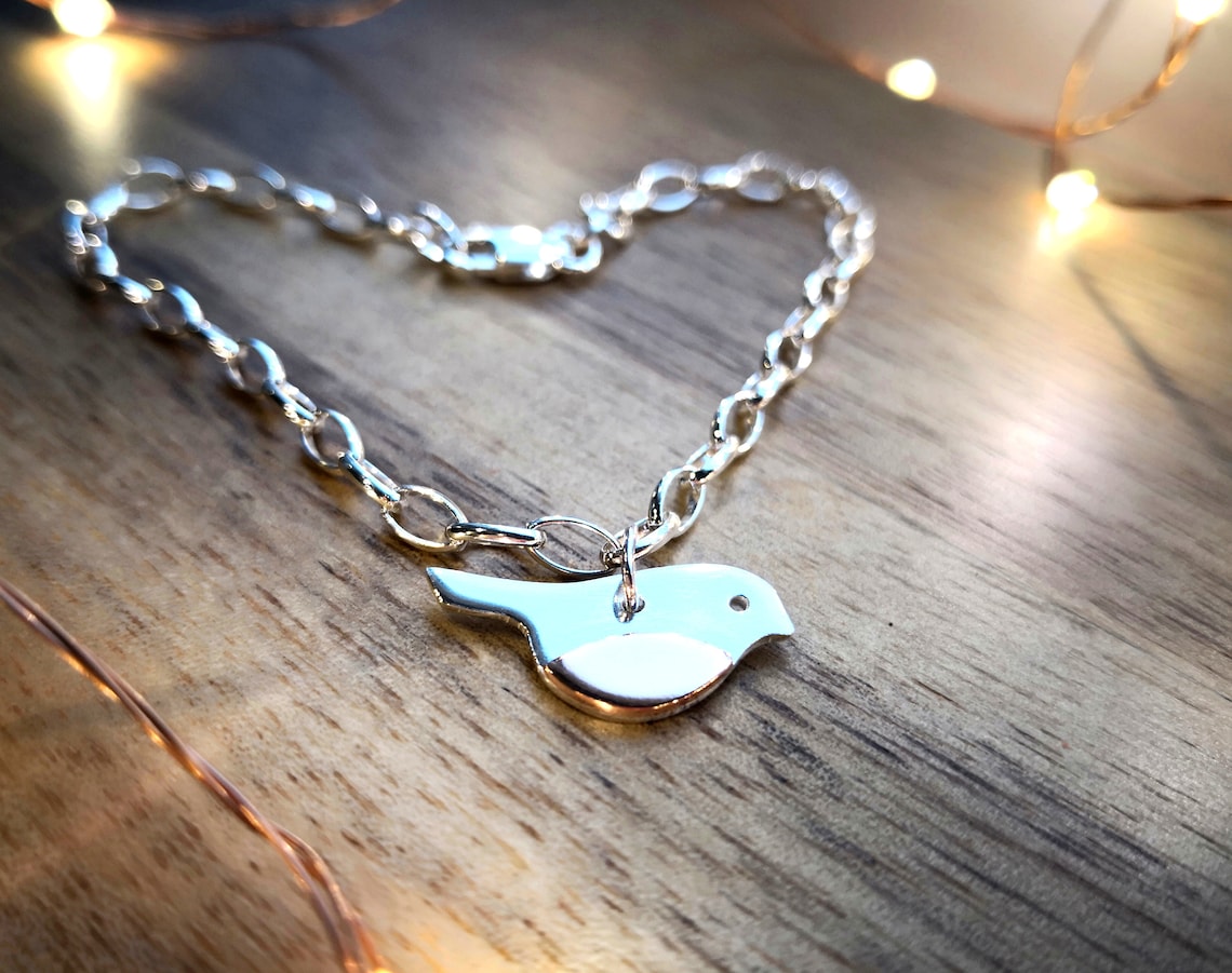 Handcrafted Sterling Silver 925 and Copper Robin Bracelet - Gift for ...