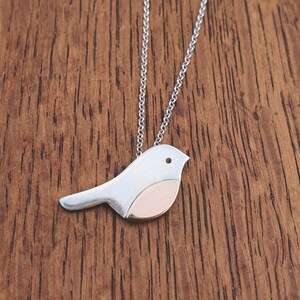 ROSE GOLD and Sterling SILVER Robin Bird Pendant / Necklace by ...