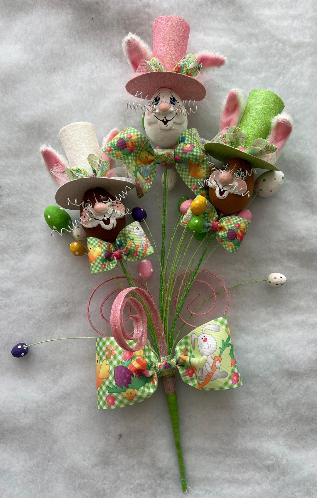 Happy Easter Eggs , Bunnies Decoration, Bunny Rabbit Floral Pick ...