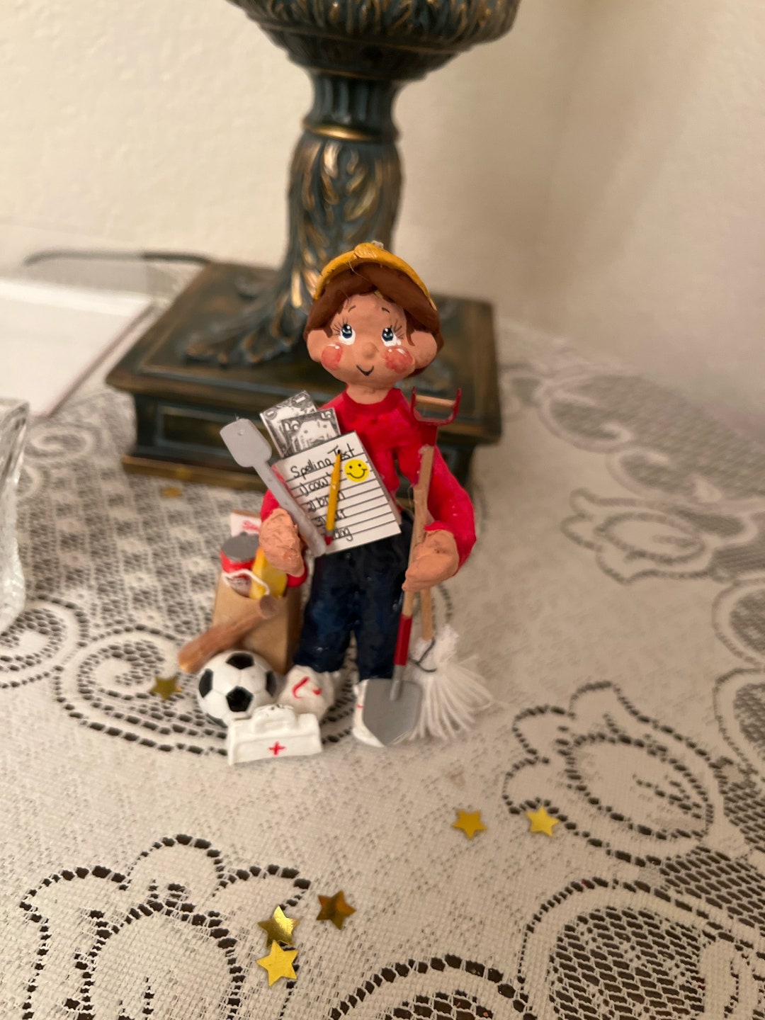 Handmade Fabric Mache Multitasking Mom and Superhero Christmas Ornament ...