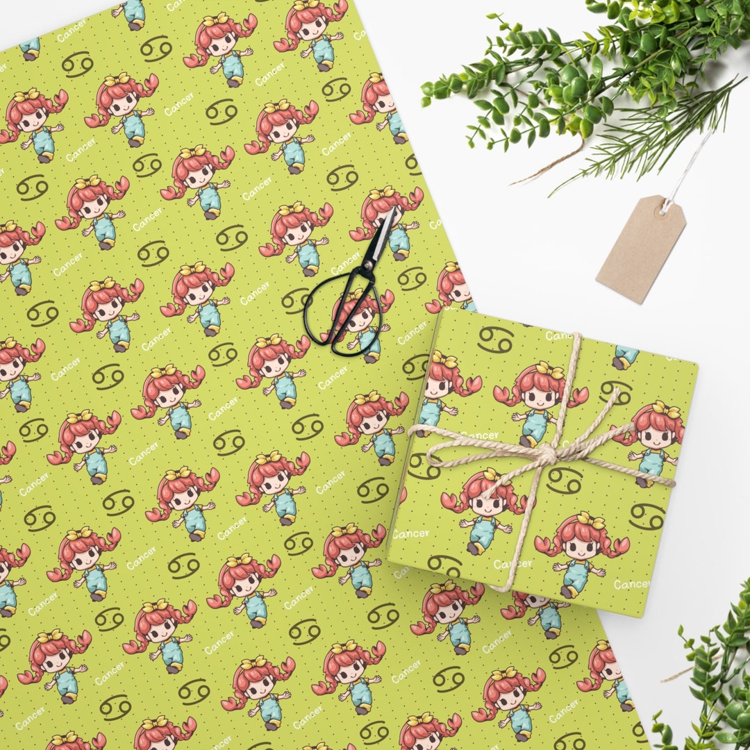 Cancer Chibi Zodiac Wrapping Paper Cute Kawaii Custom - Etsy