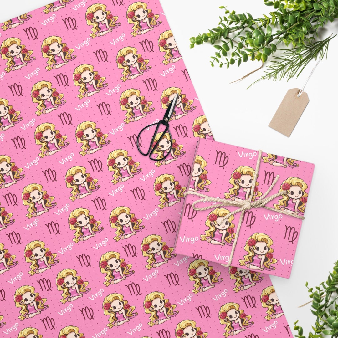 Virgo Chibi Zodiac Wrapping Paper Cute Kawaii Custom - Etsy