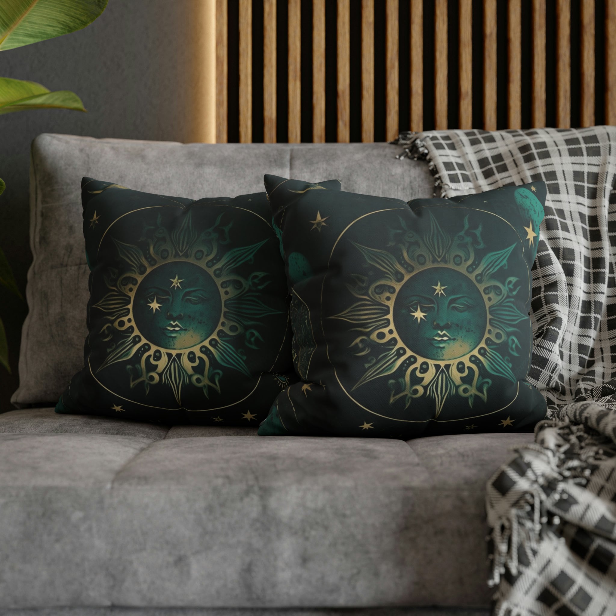 Celestial Pillow, Vintage Style, Sun & Moon, Spiritual Decor, Cosmic ...