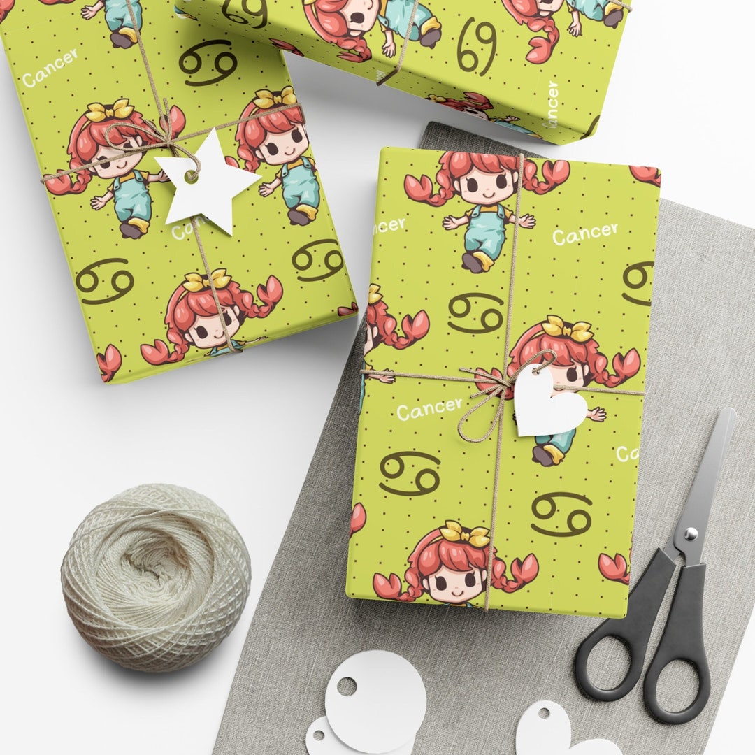 Cancer | Chibi Zodiac Wrapping Paper | Cute | Kawaii | Custom Gift Wrap ...