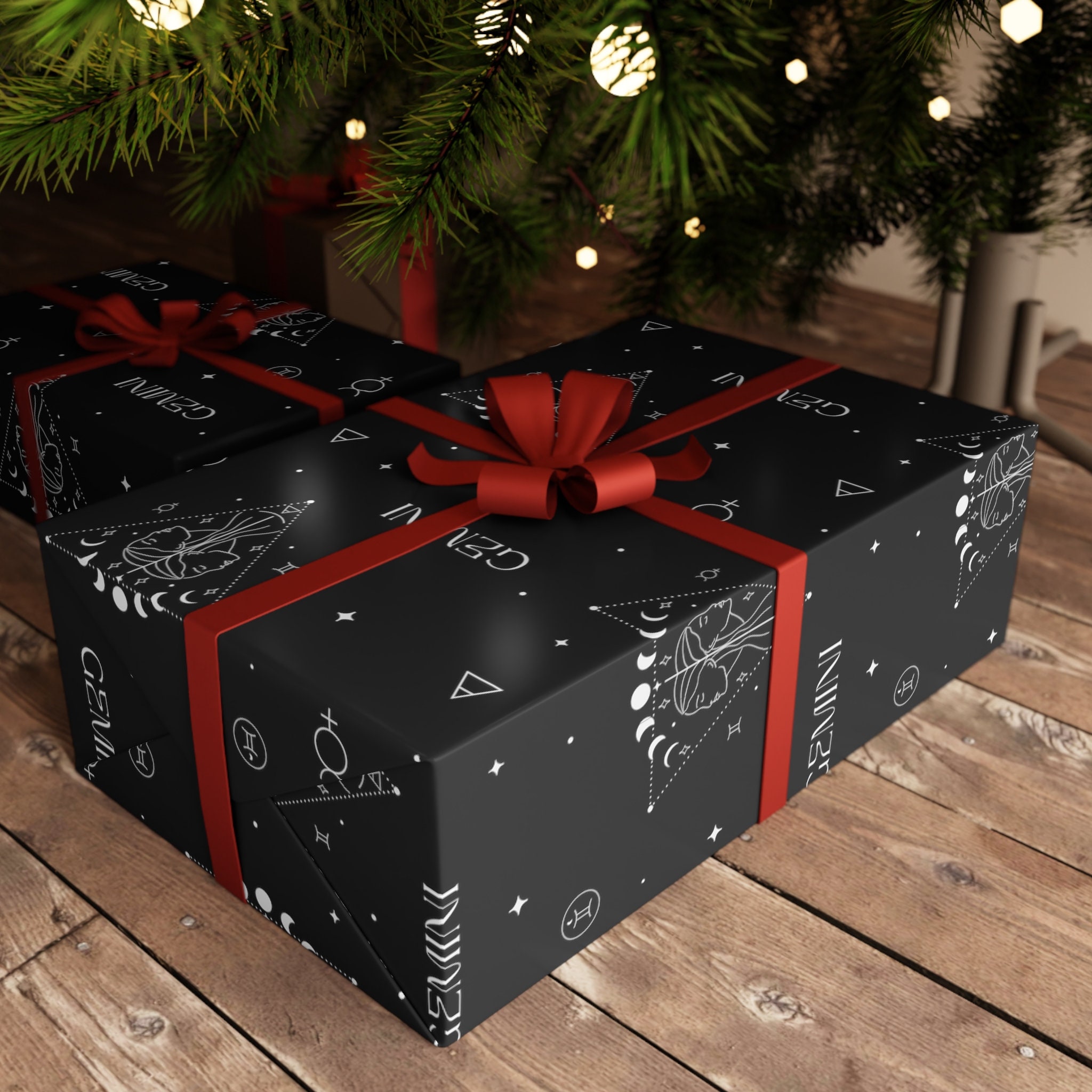 Gemini Zodiac Symbol Constellation Wrapping Paper Astrology Birthday ...