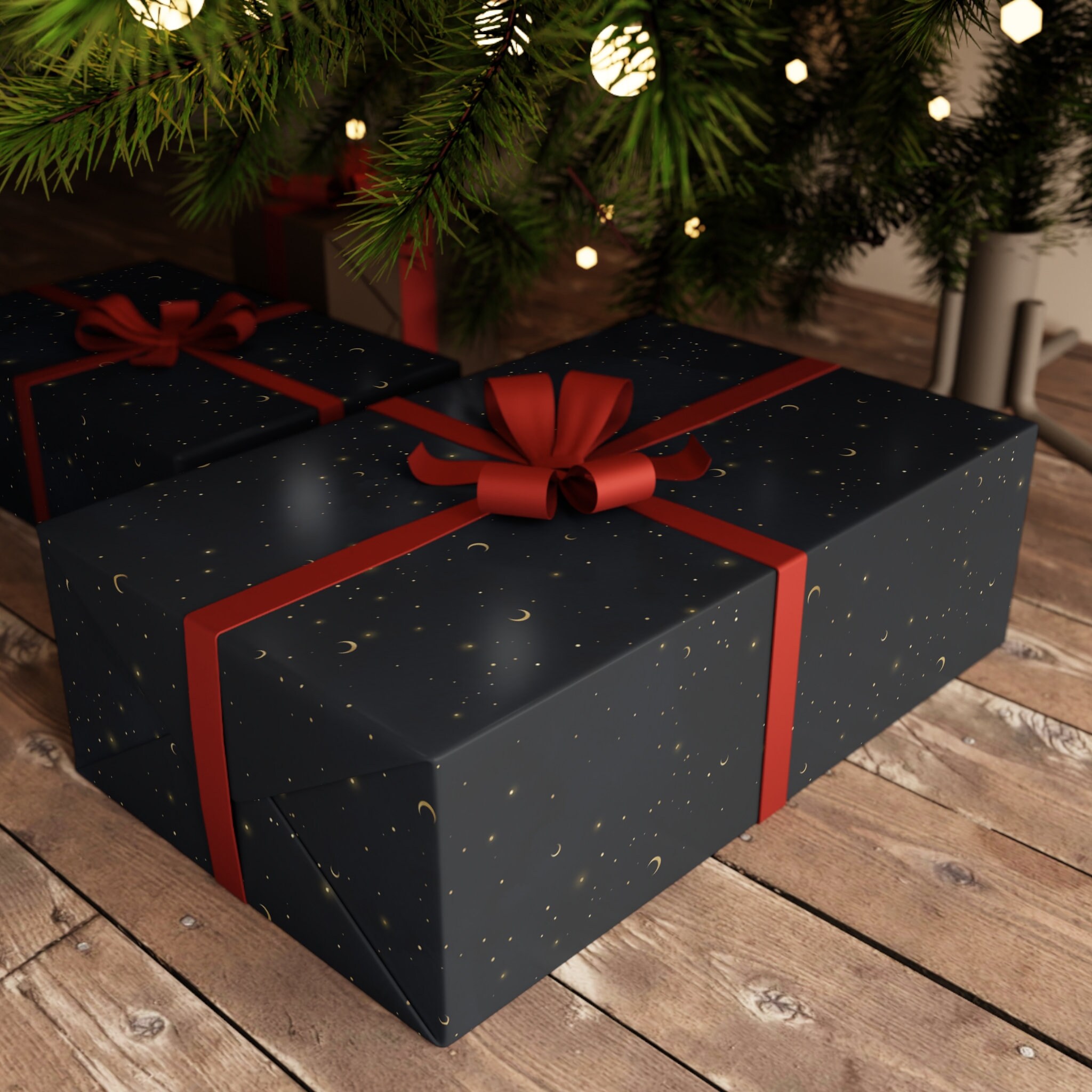 Blue Midnight Sky Wrapping Paper Starry Stars and Moon Astrology ...