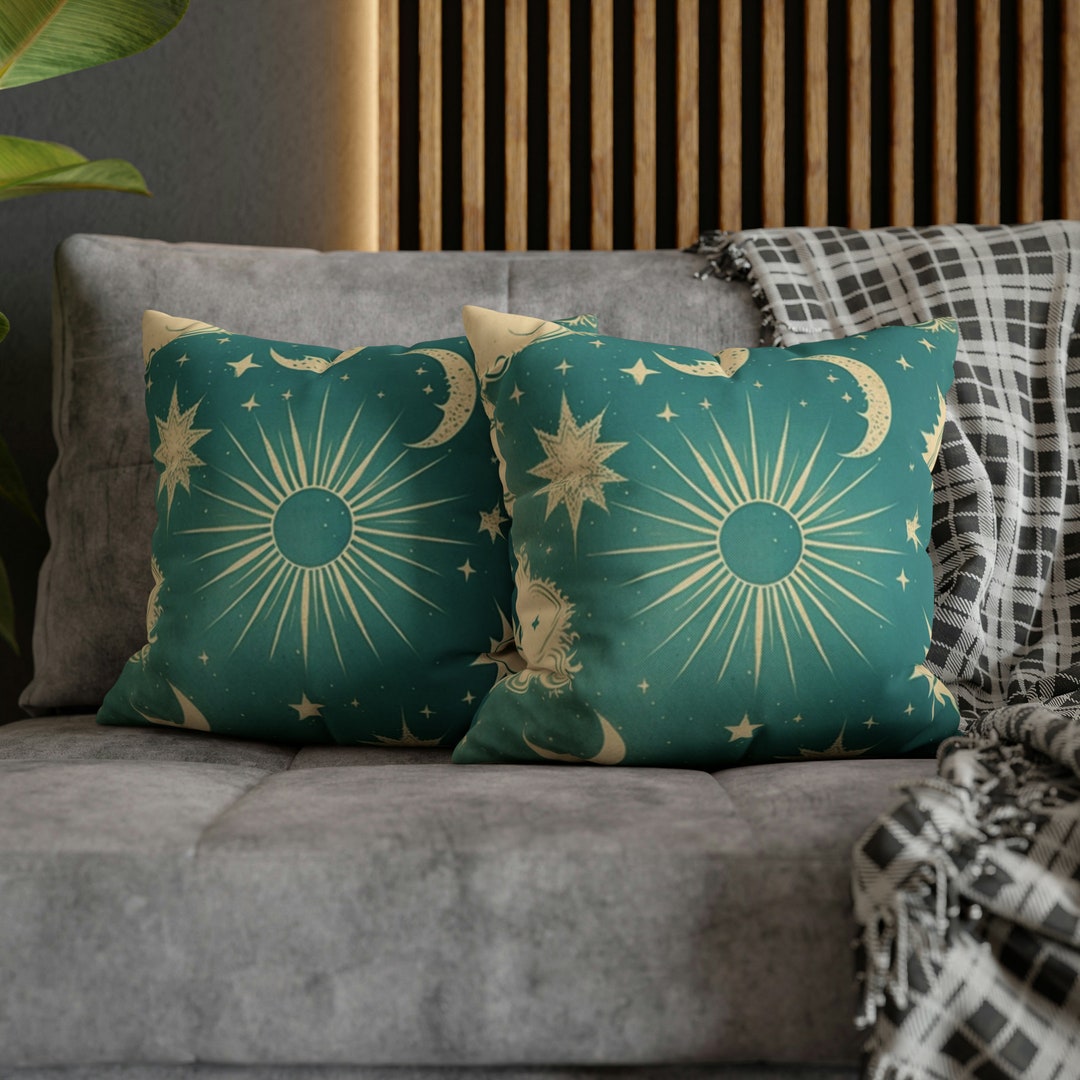 Celestial Pillow, Vintage Style, Sun & Moon, Spiritual Decor, Cosmic ...