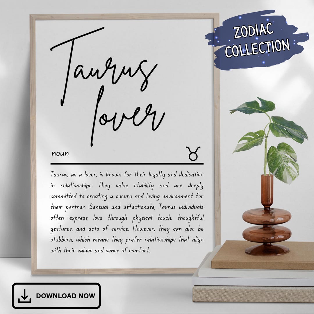 Taurus Lover Definition, Printable Wall Art, Digital Download, Zodiac ...