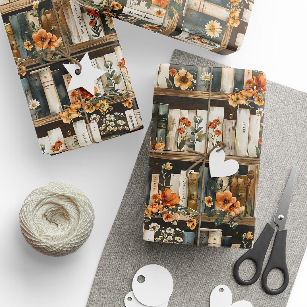 Cottagecore Library Wrapping Paper, Books, Booklover, Cozy Library ...
