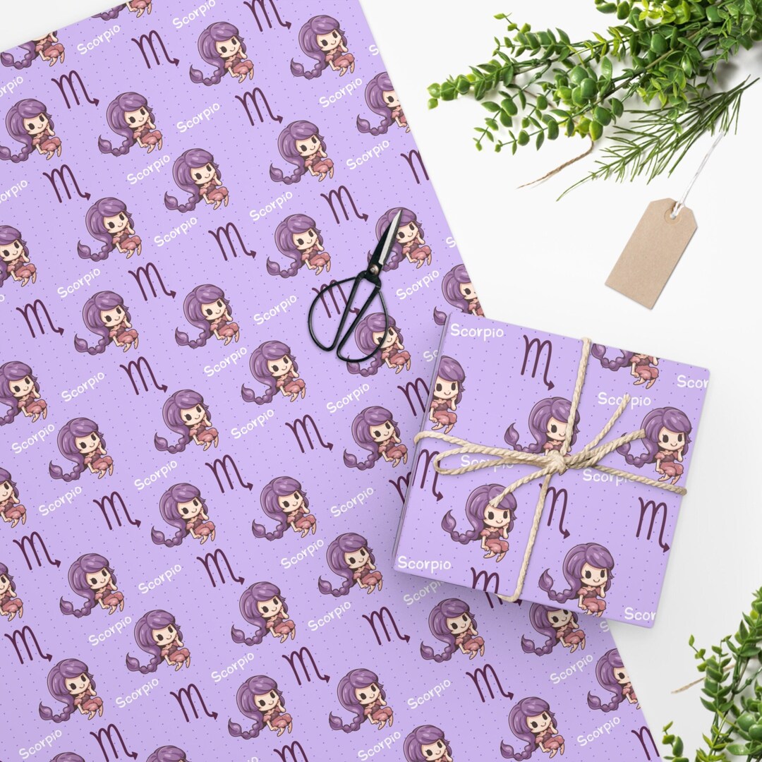 Scorpio Chibi Zodiac Wrapping Paper Cute Kawaii Custom - Etsy