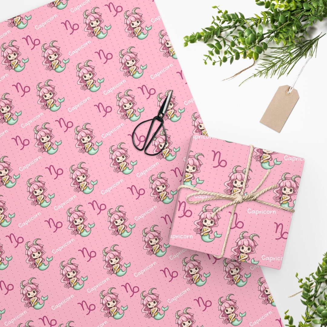 Capricorn Chibi Zodiac Wrapping Paper Cute Kawaii - Etsy
