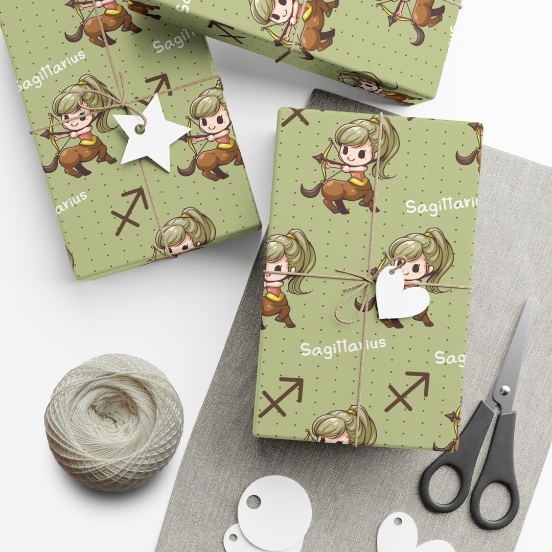 Sagittarius Chibi Zodiac Wrapping Paper Cute Kawaii Custom Gift Wrap ...