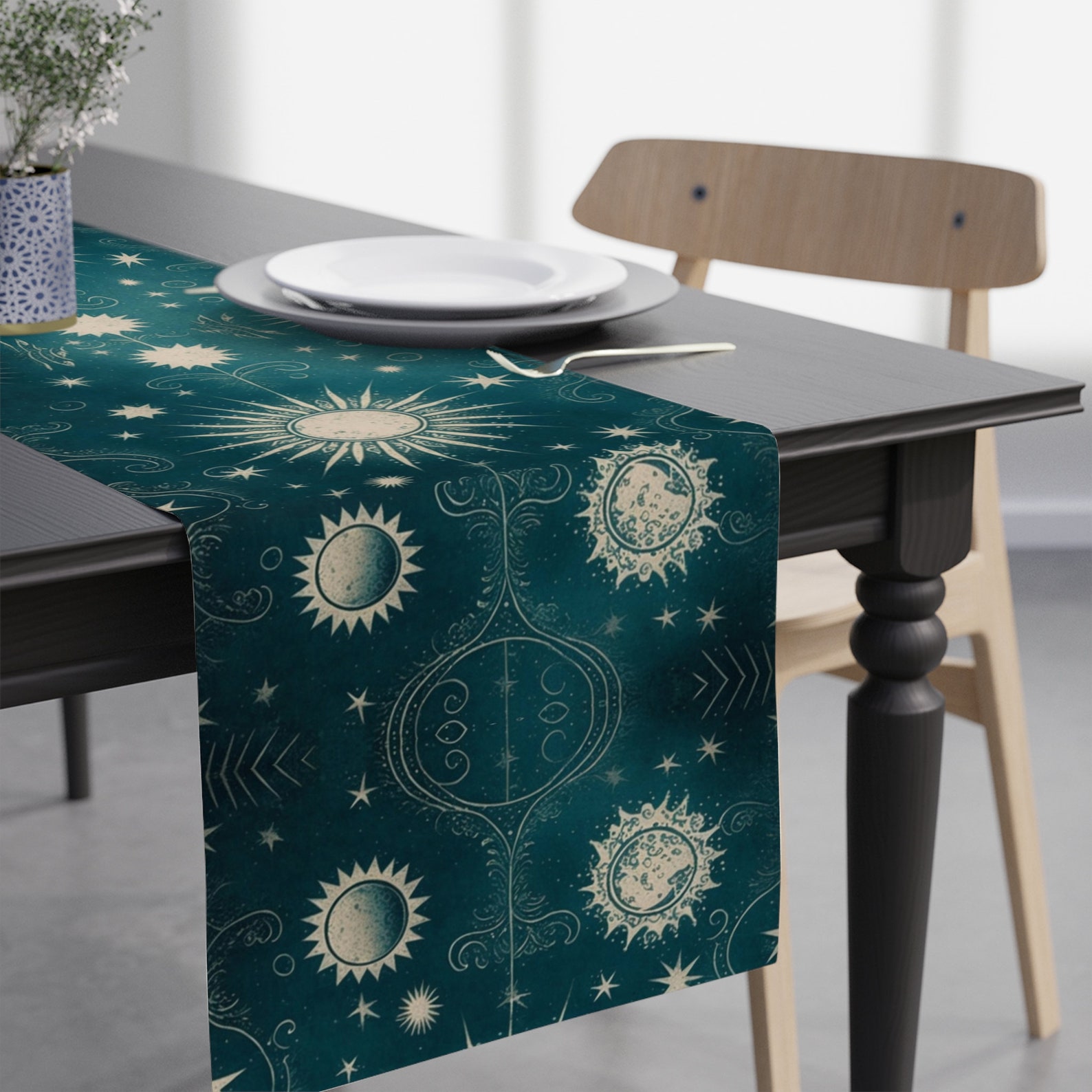 Celestial Table Runner, Vintage Style, Sun & Moon, Spiritual Decor ...