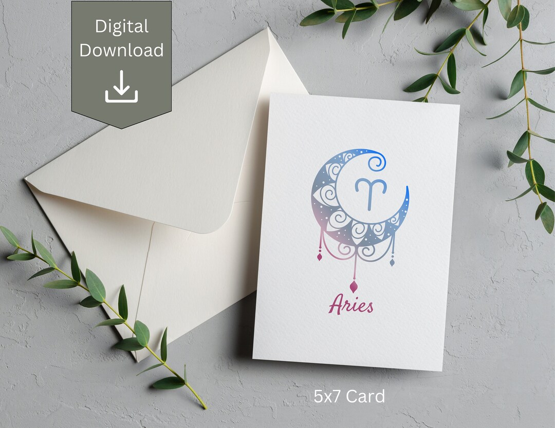 Aries Birthday Card, Zodiac Birthday Card, Printable Birthday Card ...