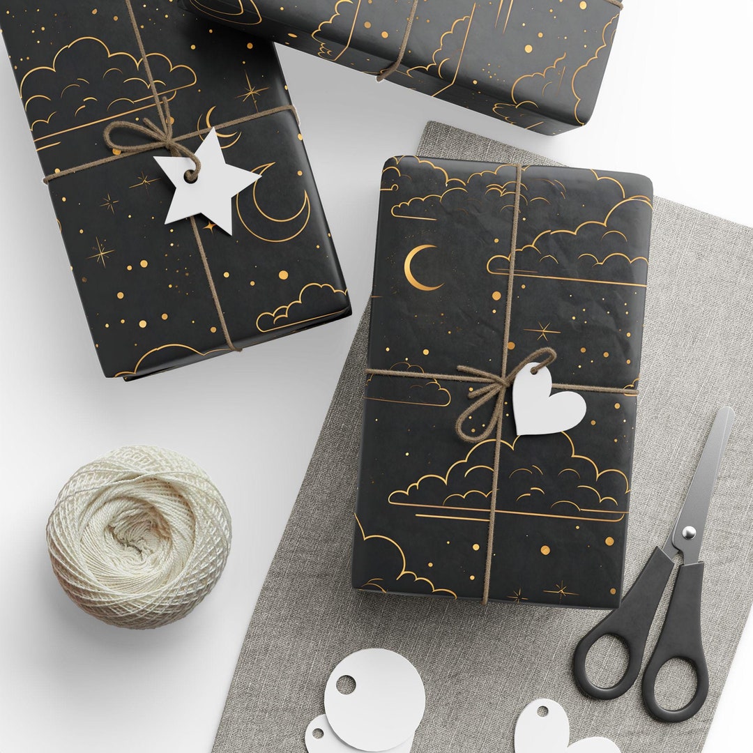 Elegant Night Sky Wrapping Paper, Celestial Gift Wrap, Starry Themed ...