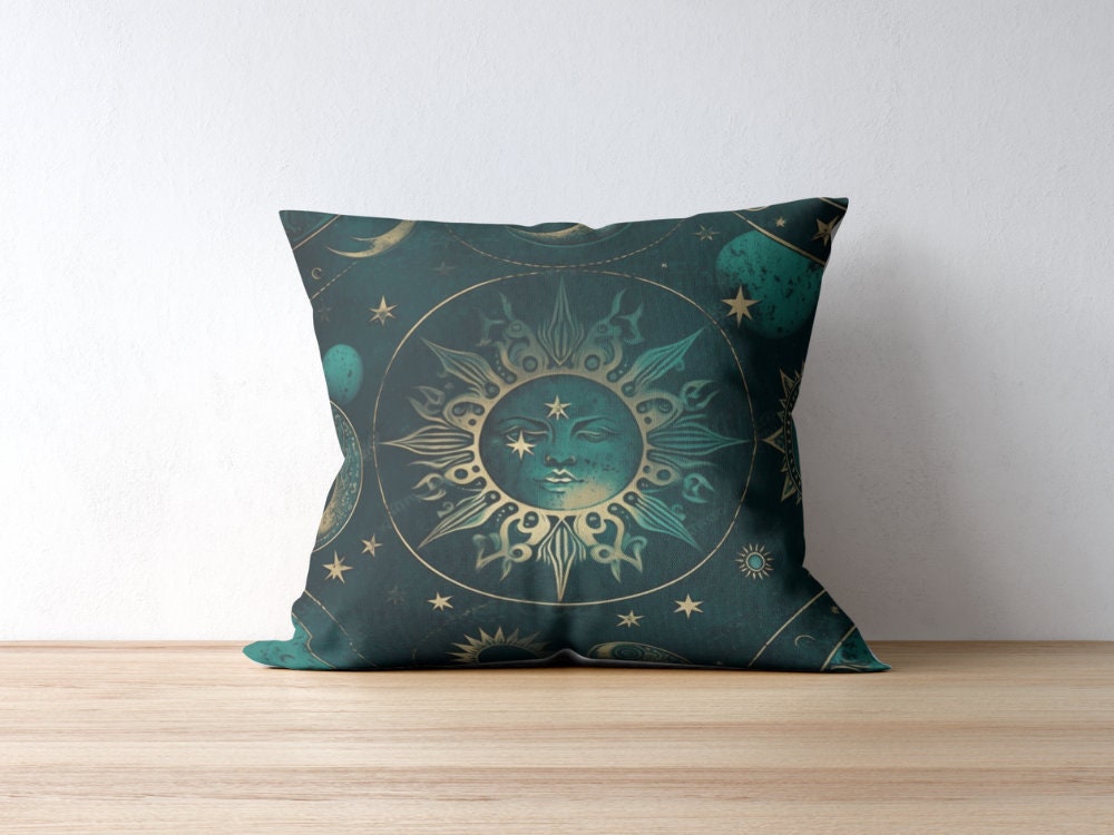 Celestial Pillow Vintage Style Sun & Moon Spiritual Decor - Etsy