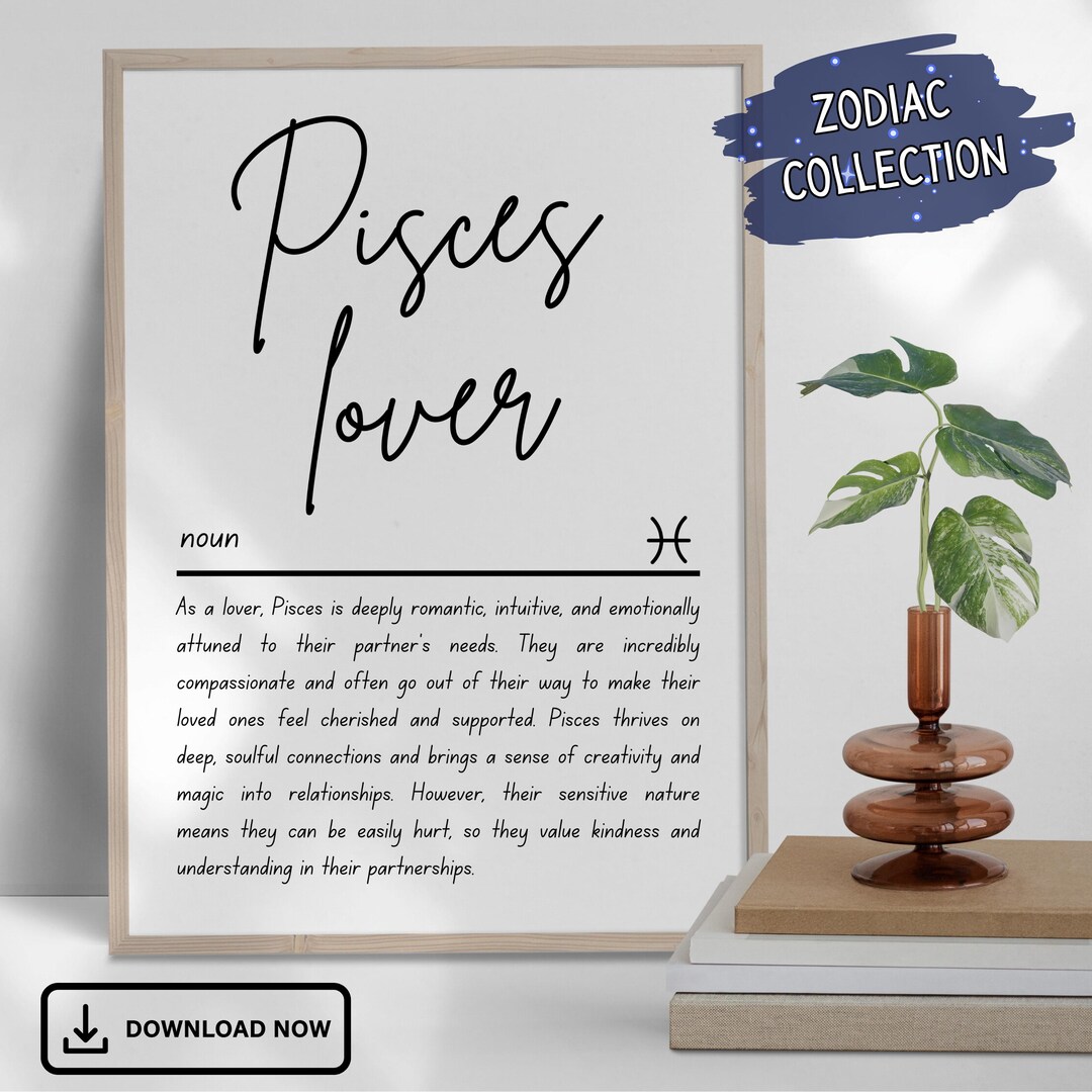 Pisces Lover Definition, Printable Wall Art, Digital Download, Zodiac ...