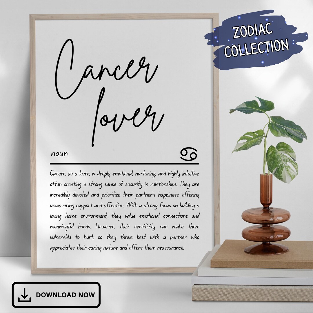 Cancer Lover Definition, Printable Wall Art, Digital Download, Zodiac ...