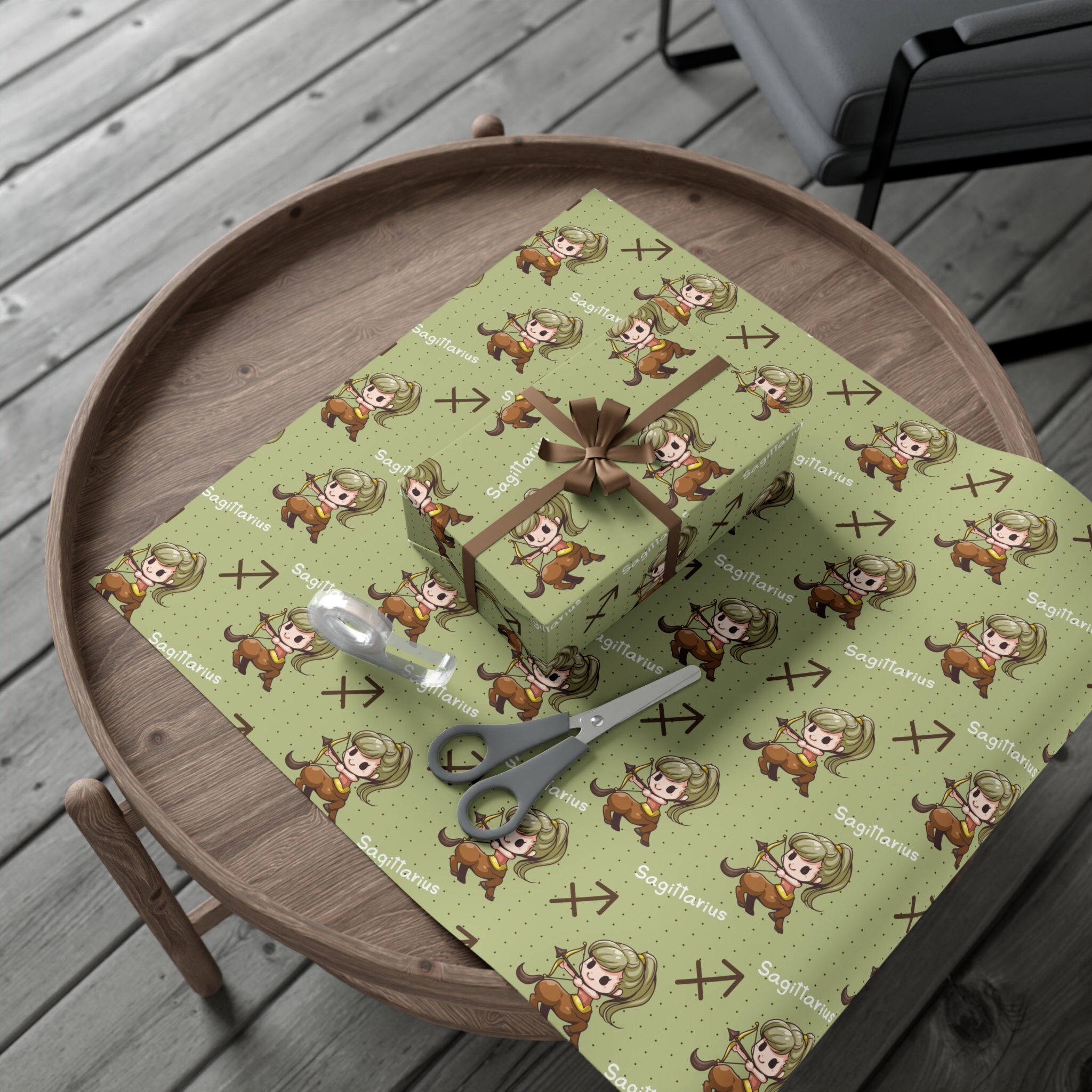 Sagittarius Chibi Zodiac Wrapping Paper Cute Kawaii Custom Gift Wrap ...