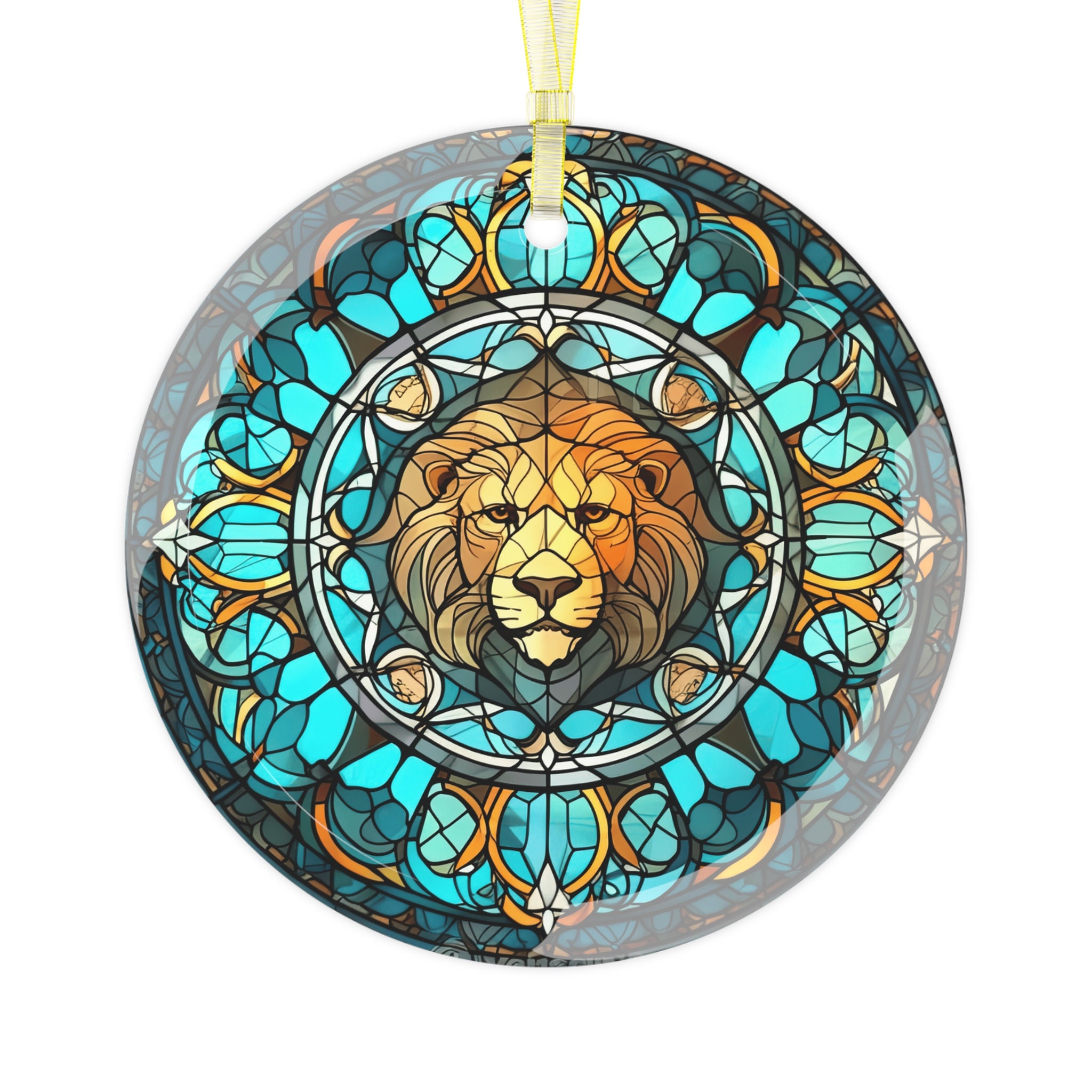 Leo Stained-glass Design Ornament, Faux Stained Glass, Zodiac Ornament ...