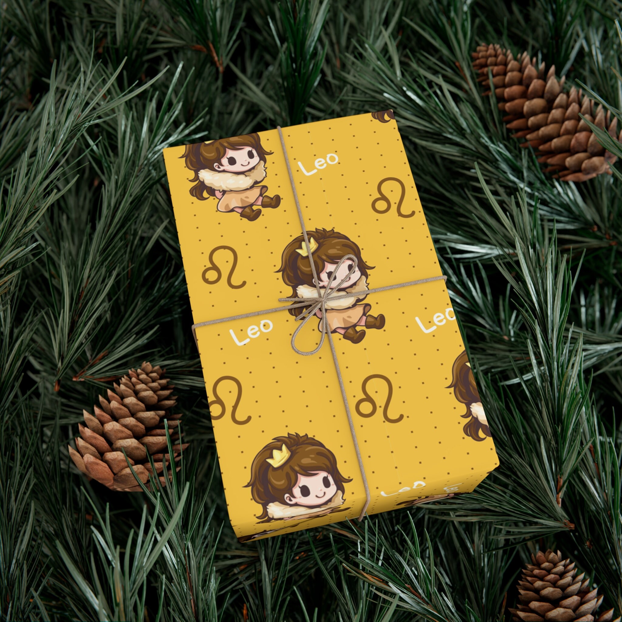 Leo Chibi Zodiac Wrapping Paper Cute Kawaii Custom Gift Wrap Astrology ...