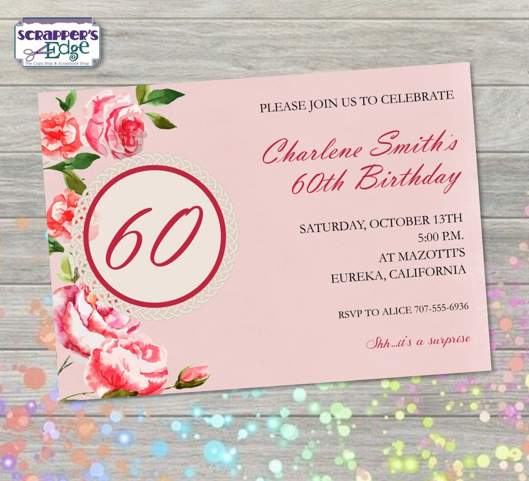 Birthday Invitation 7"x5" Elegant Floral | Fancy Invitation | Party ...