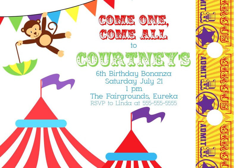 Birthday Invitation 7"x5" Circus Bonanza | Circus Invitation | Party ...