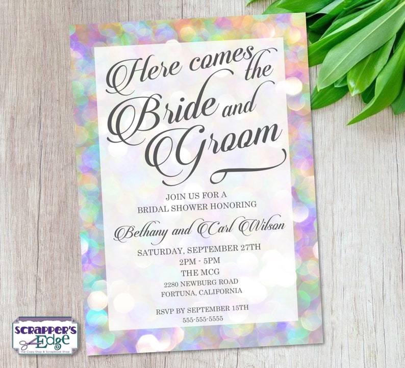 Couples Shower Invitation 5x7 Here Comes the Bride & Groom | Bridal ...