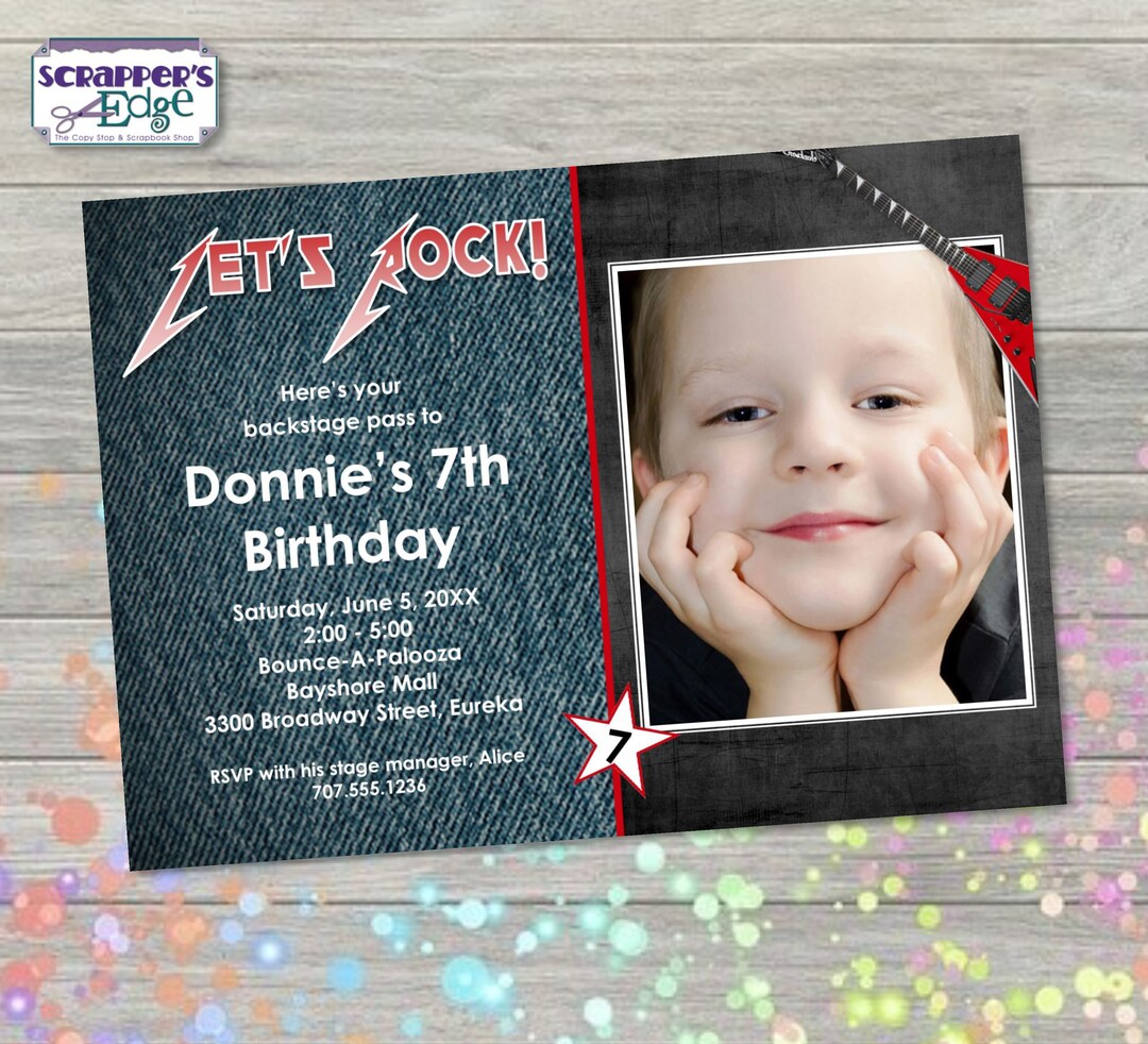 Birthday Invitation 7"x5" Lets Rock! | Rockstar Invitation | Party ...