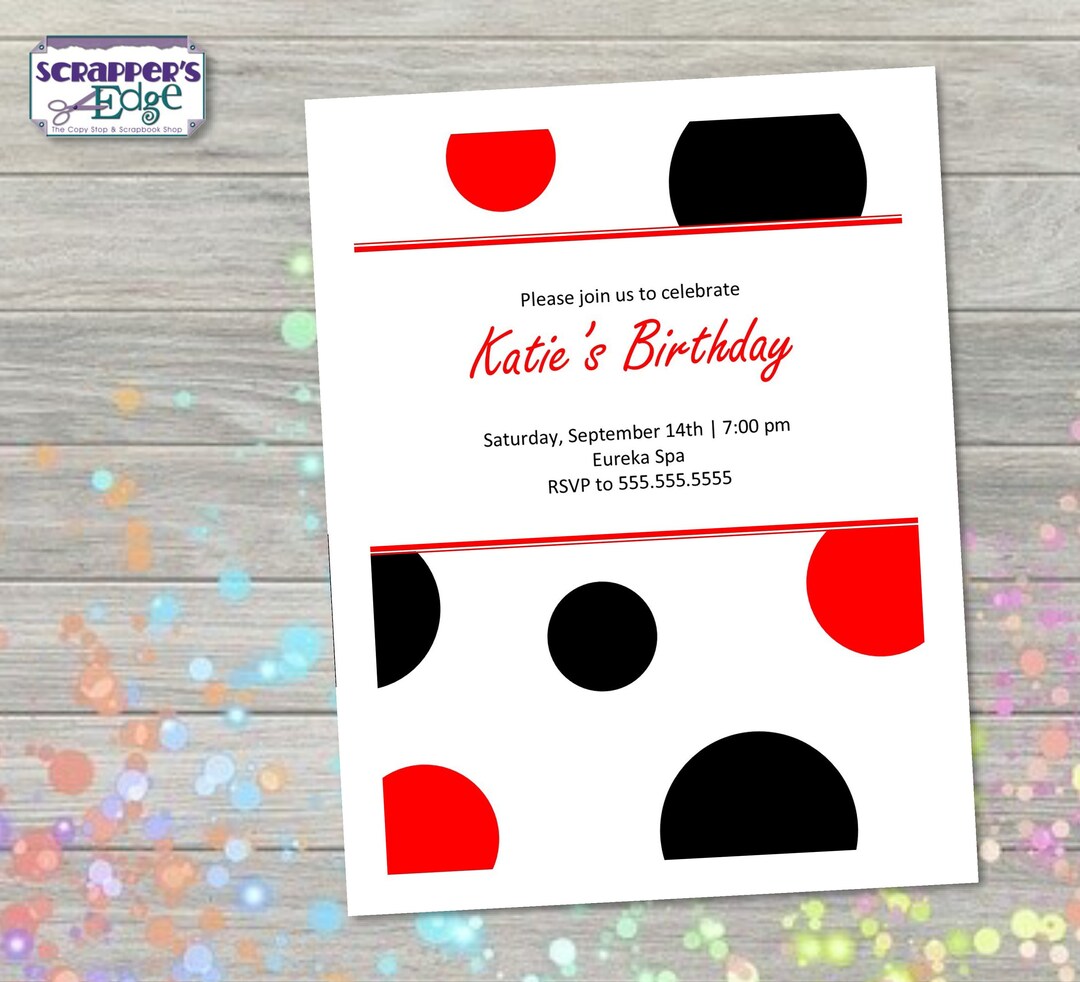 Invitación de cumpleaños 5"x7" Polka Dot / Invitación simple / Fiesta ...