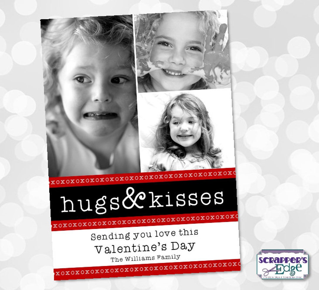 Valentines Card 5"x7" Hugs and Kisses | Valentines Day | Love ...