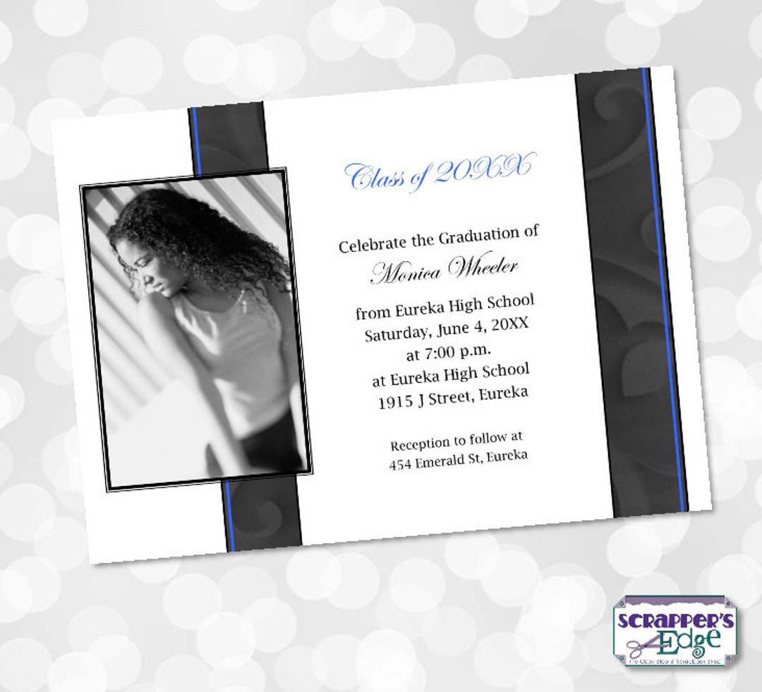 Graduation Invitation 7"x5" Borders With Side Photo | Graduation Card ...