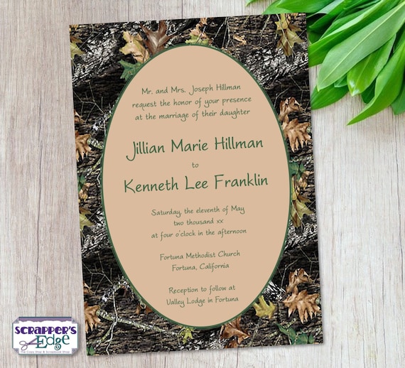 Blank camo wedding invitations | Honestweddingadvice.com