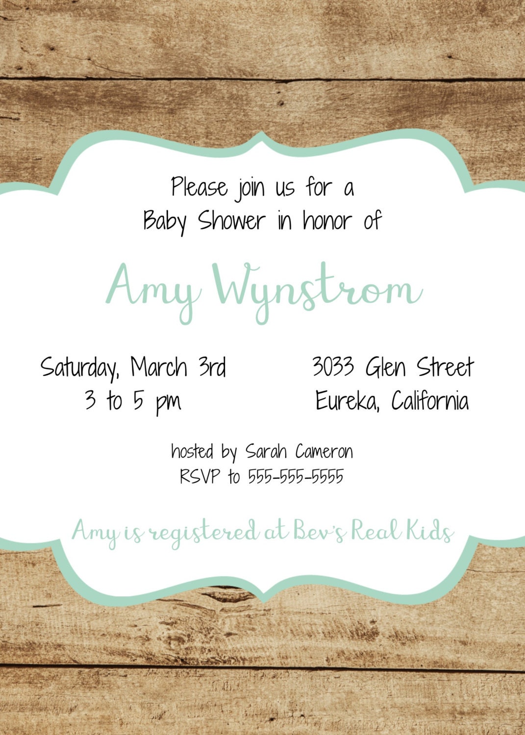 Baby Shower Invitation 5"x7" Bracket Frame Choose Pattern| Invitation ...