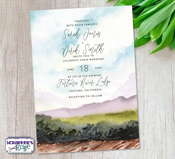 Landscape Invitation Card Fairytale Landscape Invitations In Green