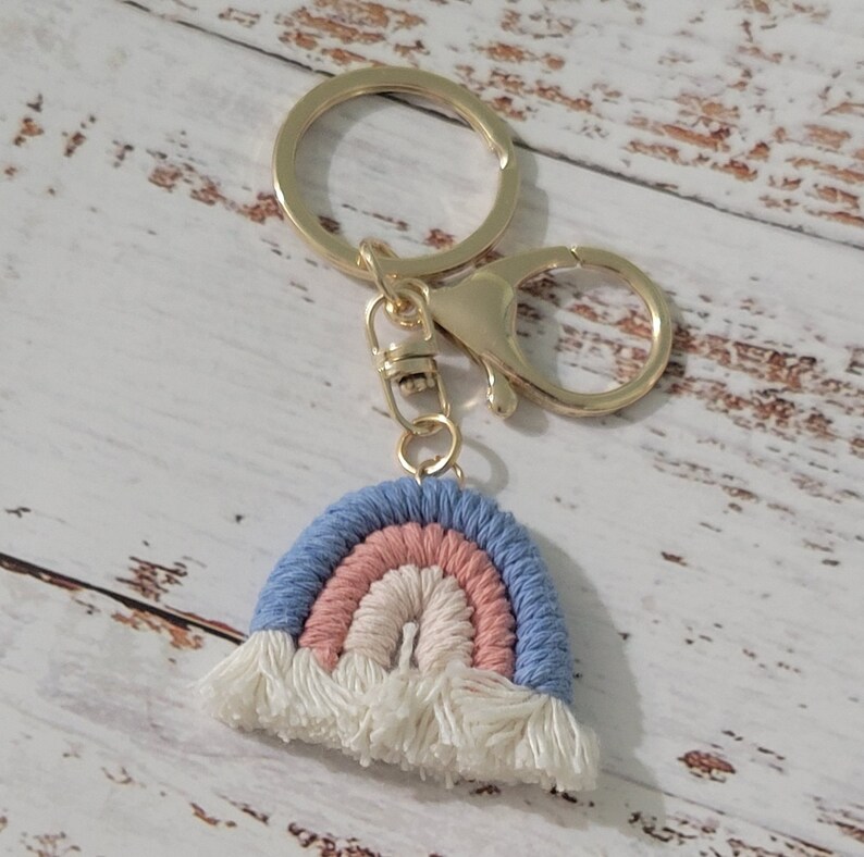 Boho Rainbow Macrame Keychain With Clip - Etsy
