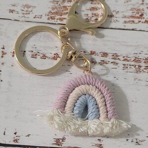 Boho Rainbow Macrame Keychain With Clip - Etsy