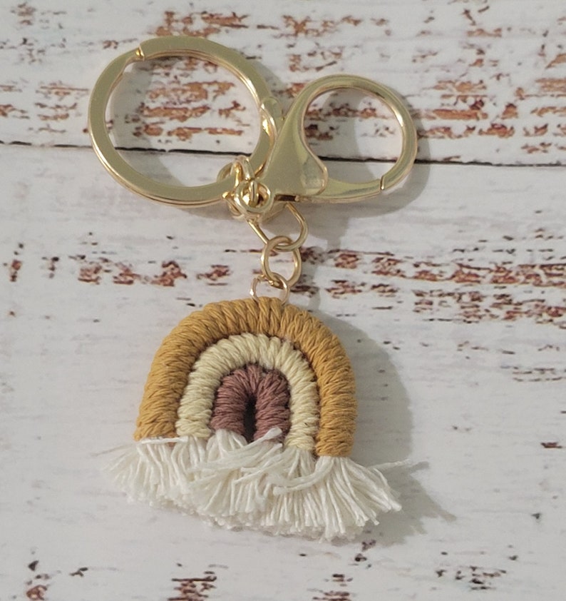Boho Rainbow Macrame Keychain With Clip - Etsy