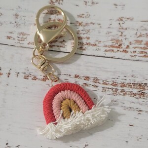 Boho Rainbow Macrame Keychain With Clip - Etsy