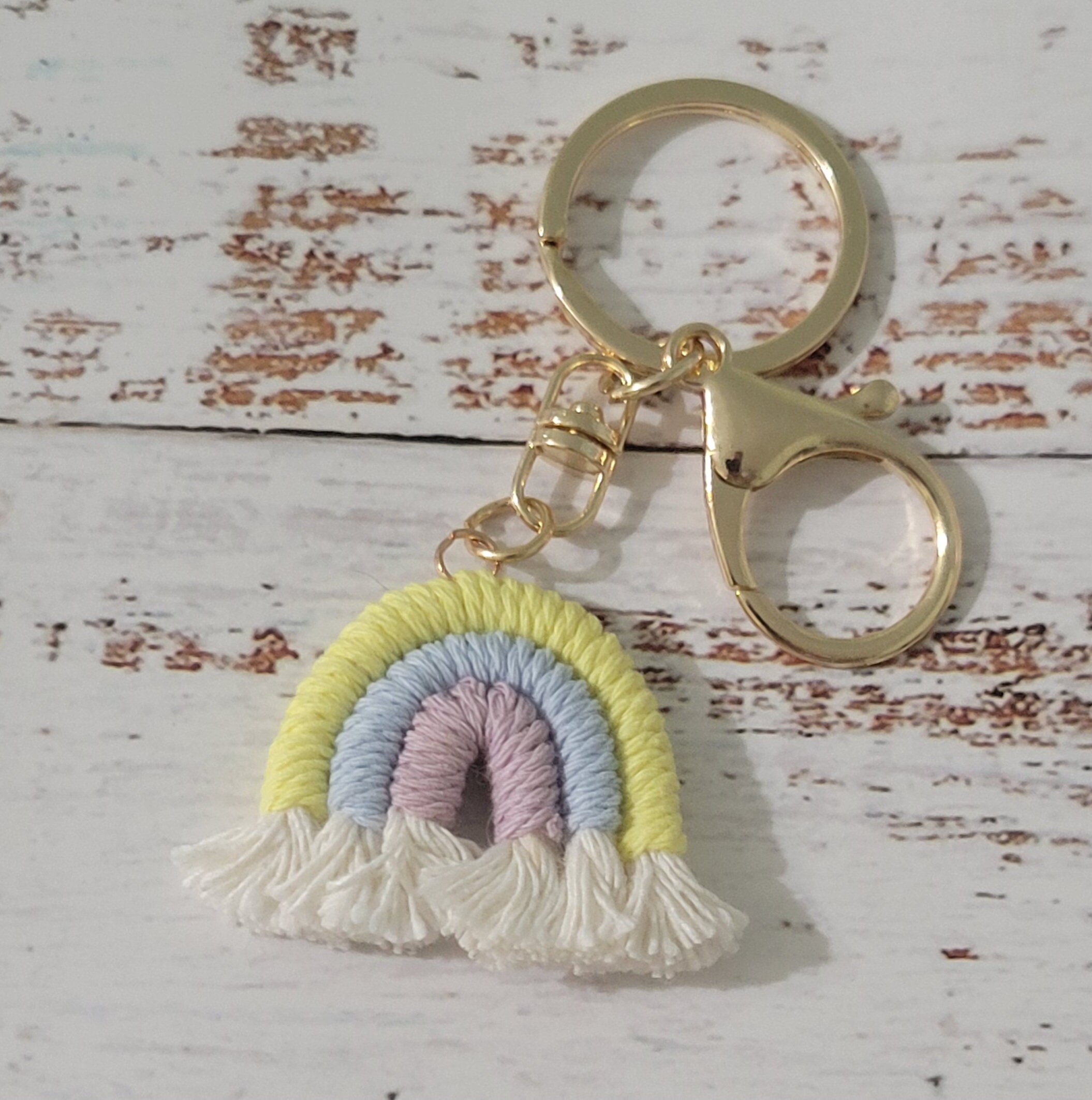 Boho Rainbow Macrame Keychain With Clip - Etsy